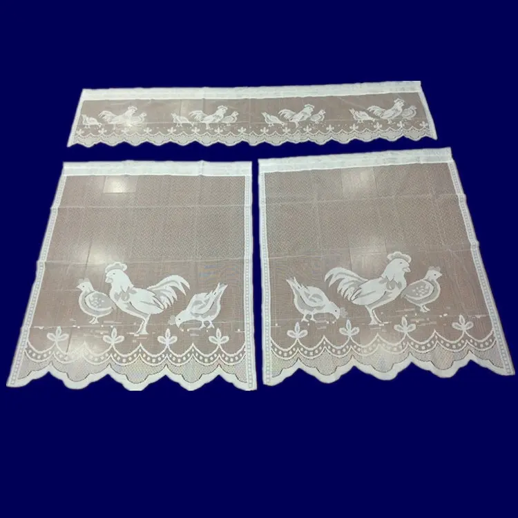 Wholesale Rooster Curtain Lace Valances and Tiers for Kitchen