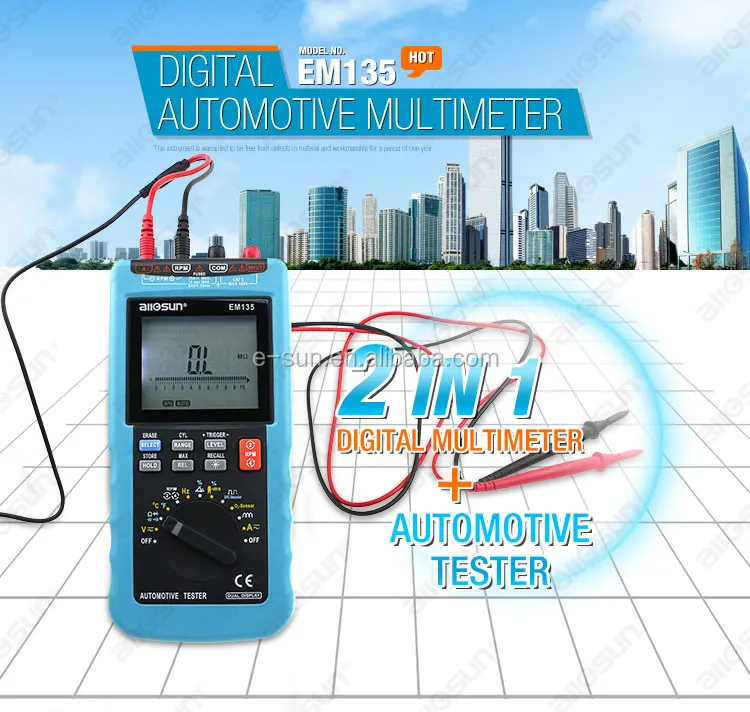 Allosun EM135 Car Diagnostic Tool - Automotive Multi-Meter for Engine ...