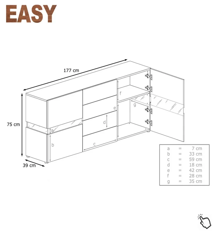 Fair Price Sideboard Chest Of Drawers Flow Design,Carcass In Black Matt ...