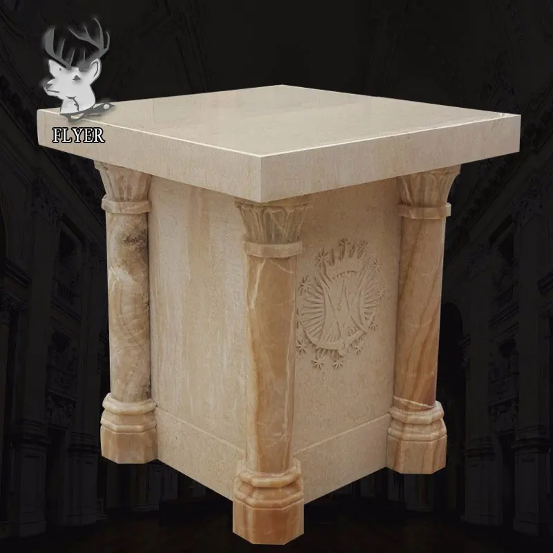 Custom Marble Altar Table with Angel Sculpture for Church