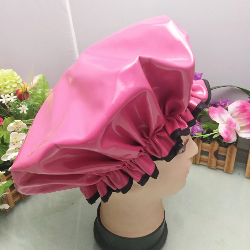 Double Layers Shower Caps For Women Softextile Bathroom Shower Bath Hat ...