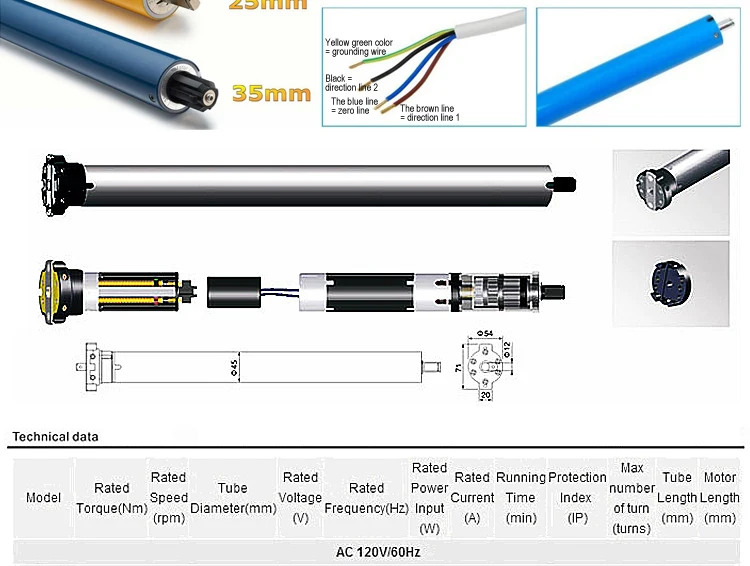 Aluminum Roller Shutter Type Tubular Motor For Roller Shutter&blinds ...