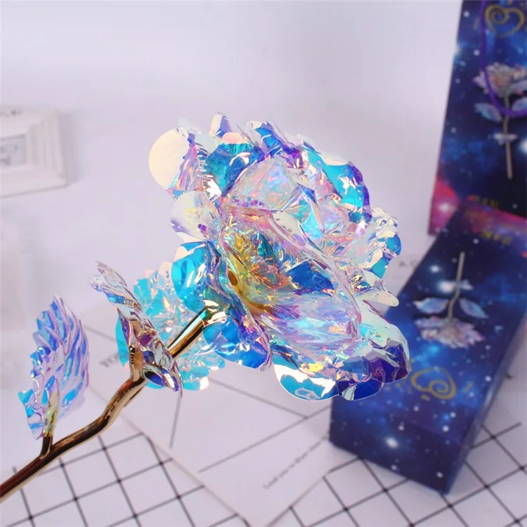 Valentine's Day Gift Rainbow Rose Galaxy Rose 24k Gold Rose Artificial ...
