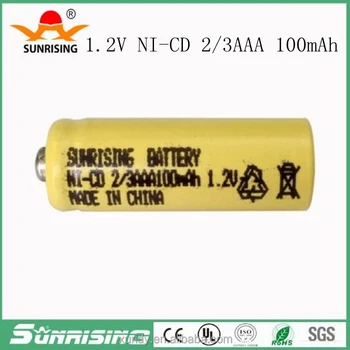 Button Top Ni Cd 2/3aaa 100mah 1.2v Rechargeable Battery Cell - Buy 1 ...
