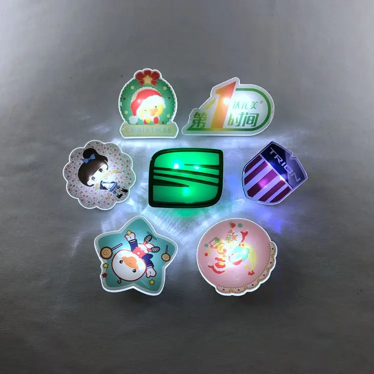 Custom Shape Acrylic Badge ID Lapel Led Flashing Name Pin Badges