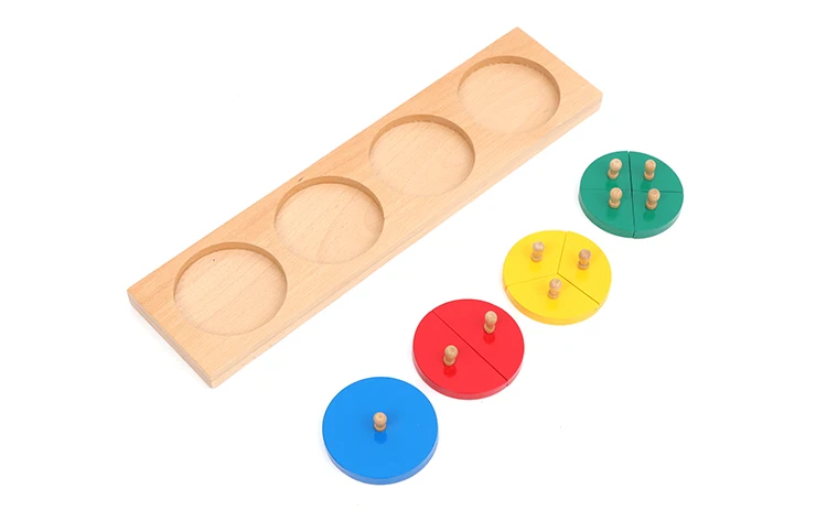 Wooden Montessori Teaching Aids Learning Materials Set Cut-out Fraction ...