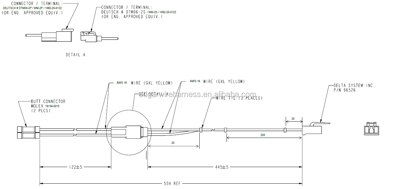 Delta 96526 Connector for Switch Wire Harness - Customized Length