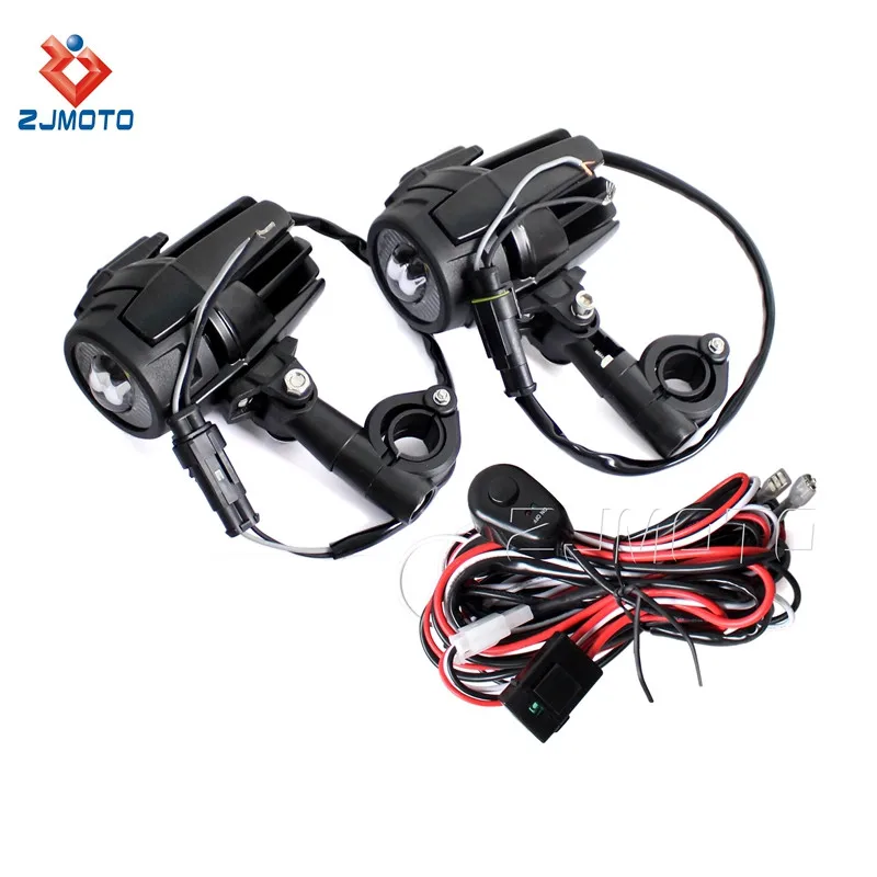 Zjmoto Universal Motorcycle Led Auxiliary Lamp Fog Light Wiring Loom Harness Kit For R1200gs ...
