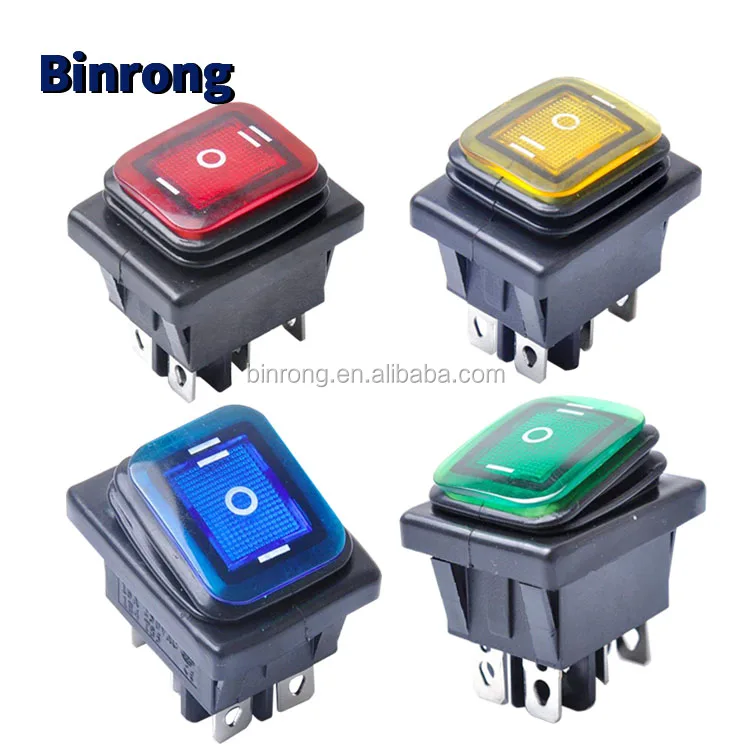 Waterproof 6 Pin 3 Positions Lighted Rocker Toggle Switch - Buy Rocker ...