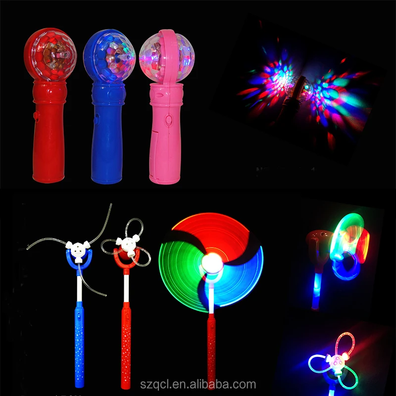 Led Light Up Plastic Spinning Wand Ball Stick For Xmas Kids Toys ...