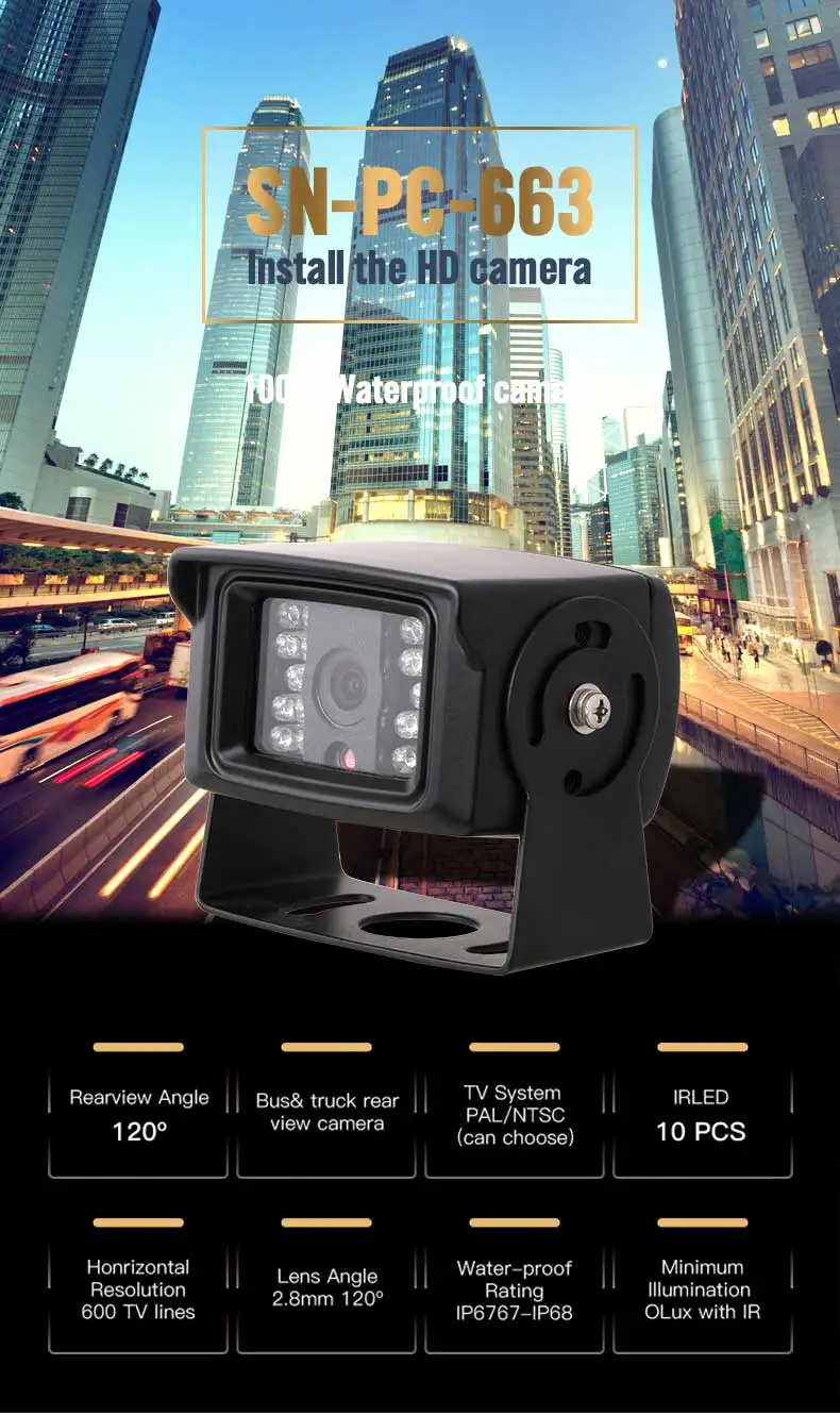 7inch Heavy Duty 24V Bus/truck Rear View Camera System