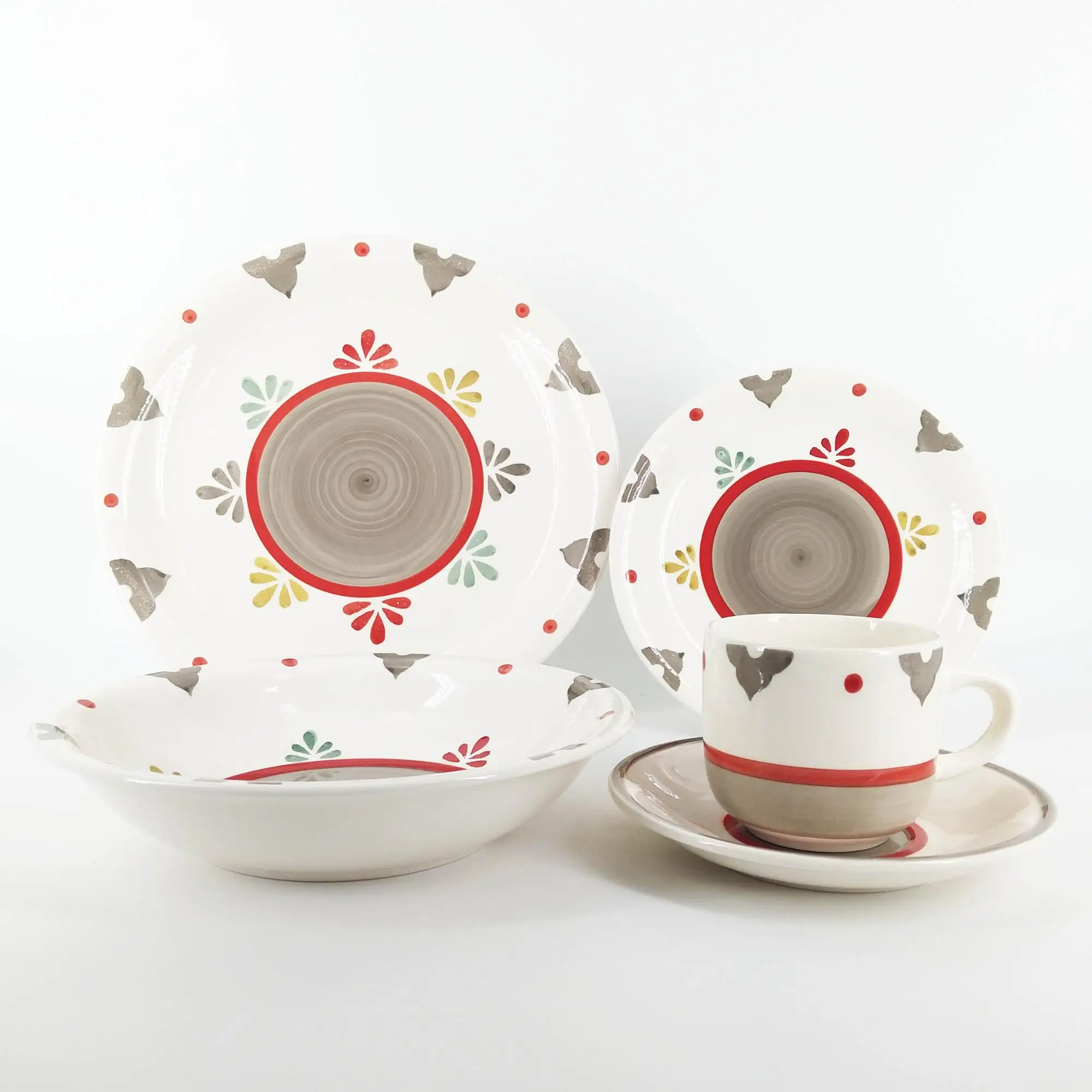 Ceramic Dinnerware 30pcs Hand Painted Pattern Stoneware Dinner Set ...