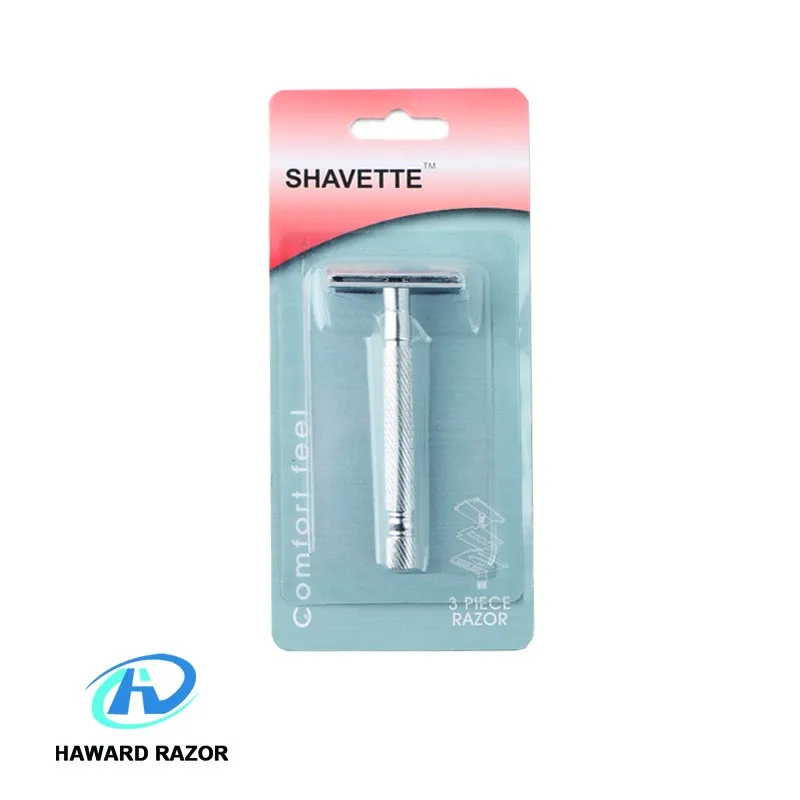 Classical Double Edge Blade Safety Razor Metal Handle Silver Color Twin ...