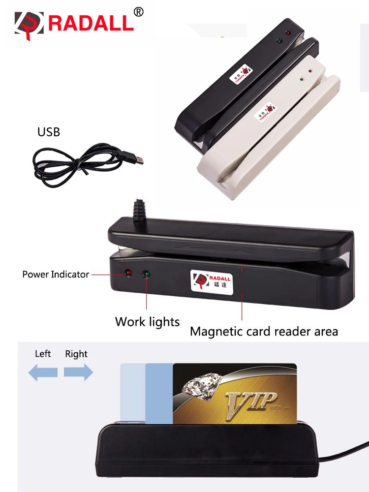 Rd-400 2 Track Msr Card Reader Pos Reader Usb Magnetic Stripe Card ...