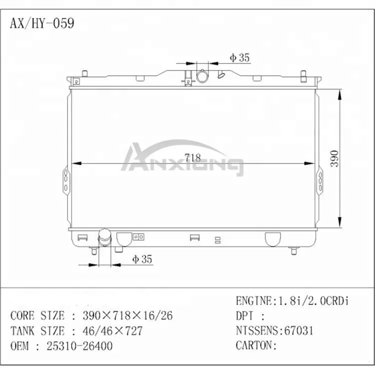 Radiador De Coche Oem: 25310-26400,390x718x16/26 Mt Nissan: 67031 - Buy ...
