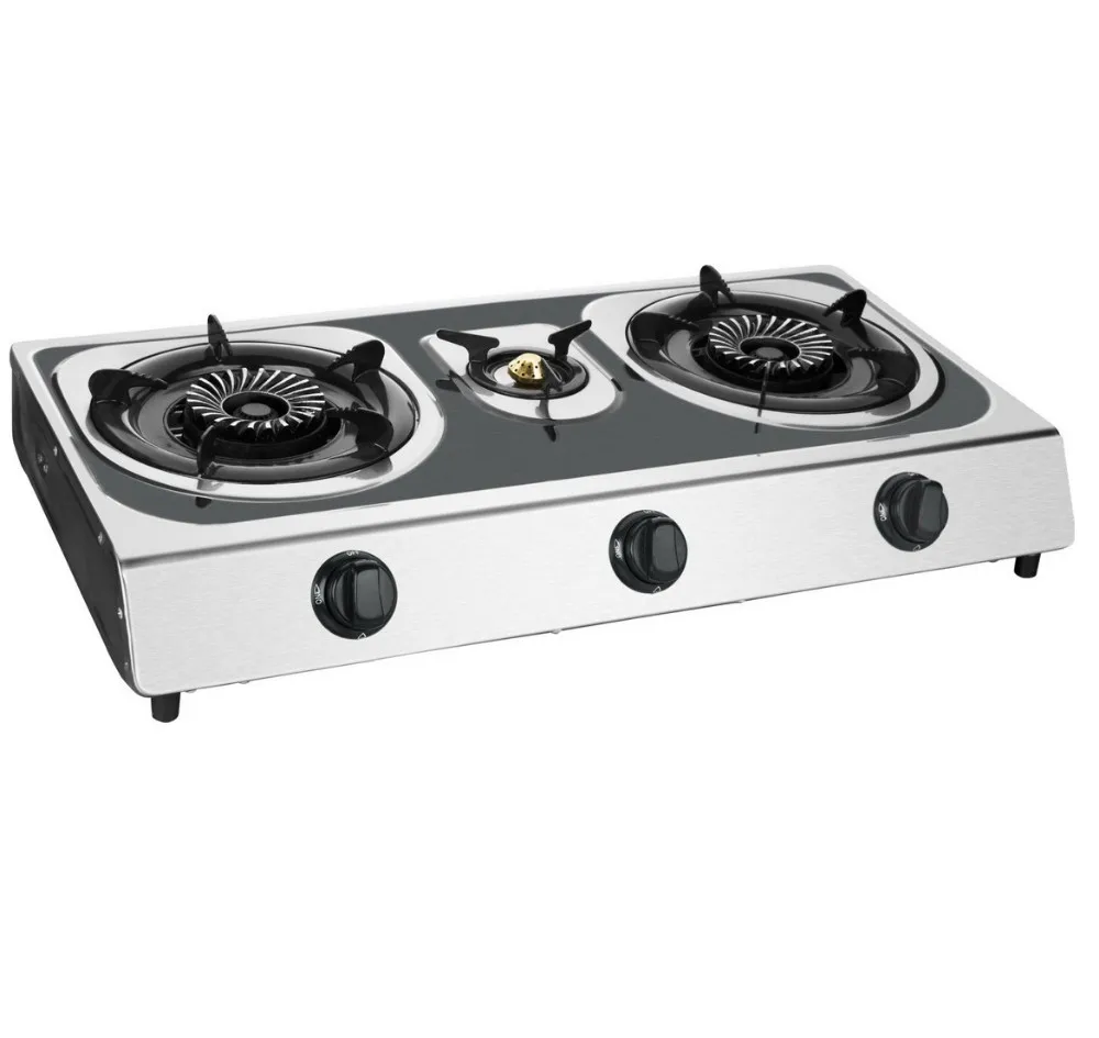 Stainless Steel Portable Gas Cooker Cast Iron 3 Burner/home Gas Stove ...