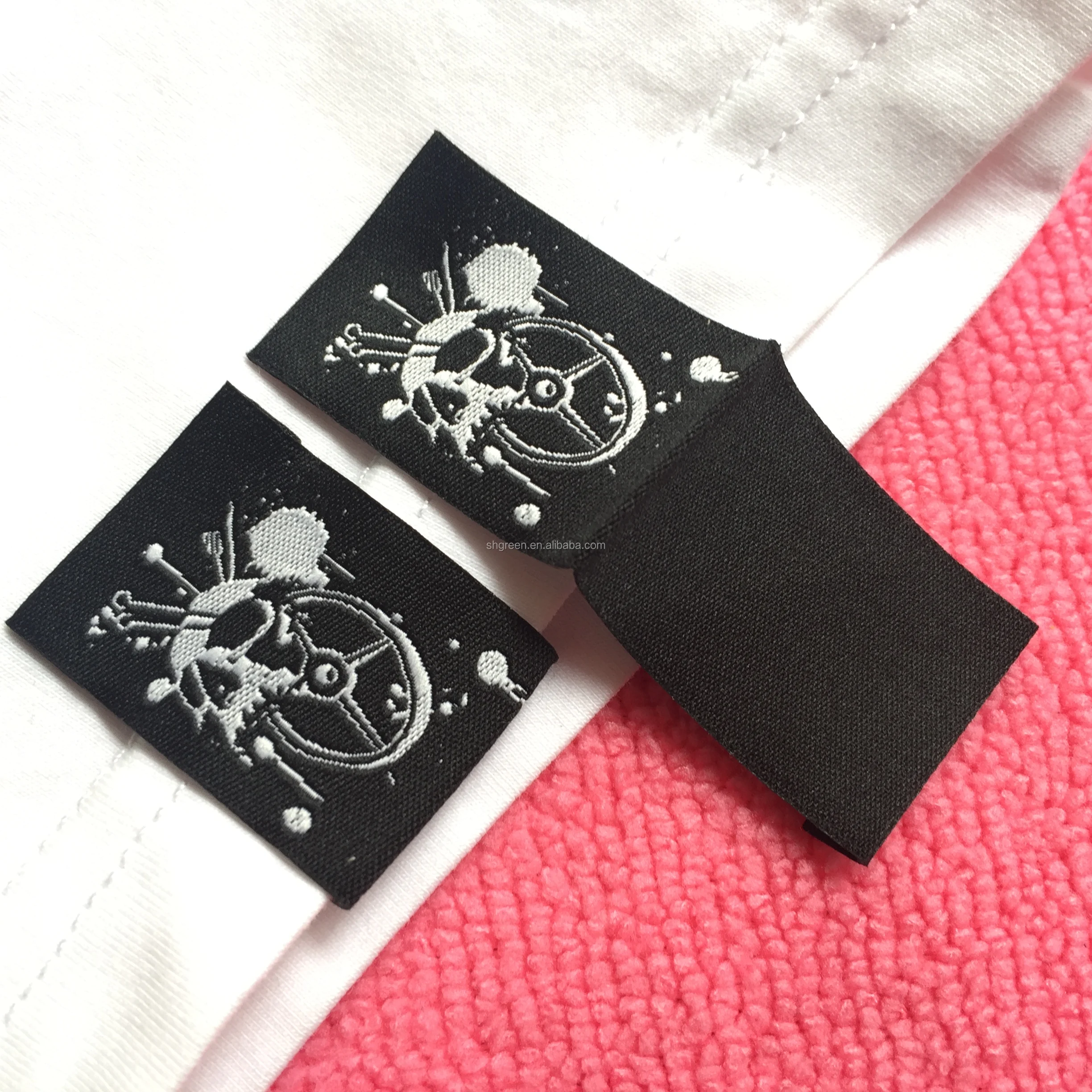 High Definition Brand Hem Label For Sleeve,Loop Fold Woven Hem Tag For ...
