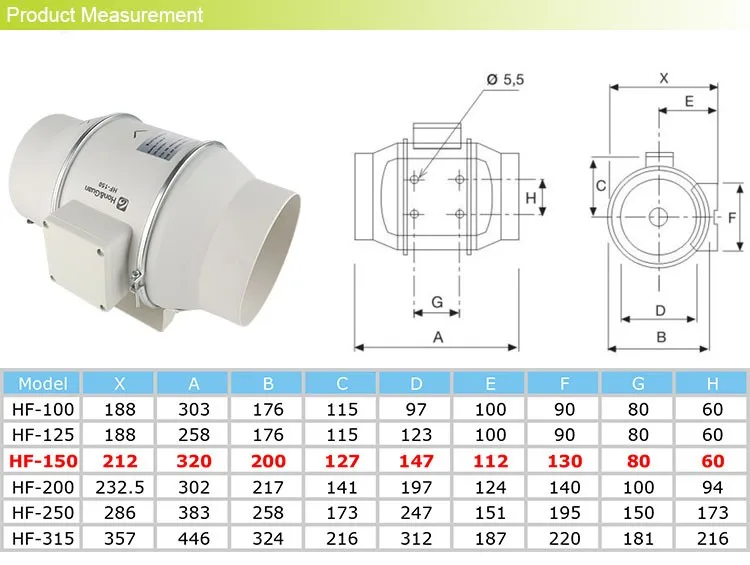 50mm TIMER Low Noise Mixed Flow Inline Bathroom Fan - 1 Year Warranty
