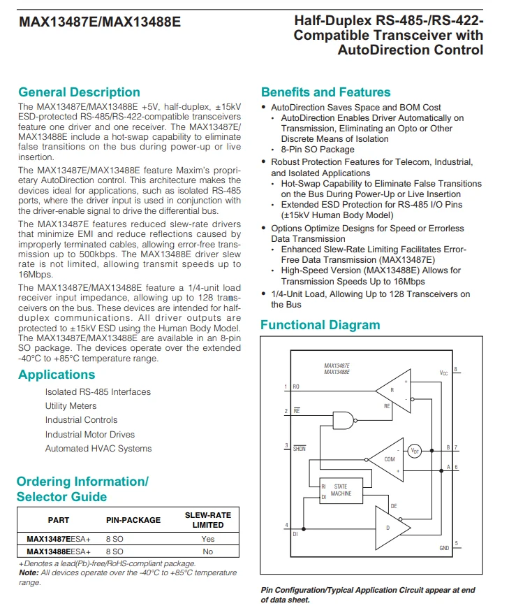 Original Transceiver Chip Max13487eesa+t Rs-422/rs-485 Ic Half-dplx Rs ...
