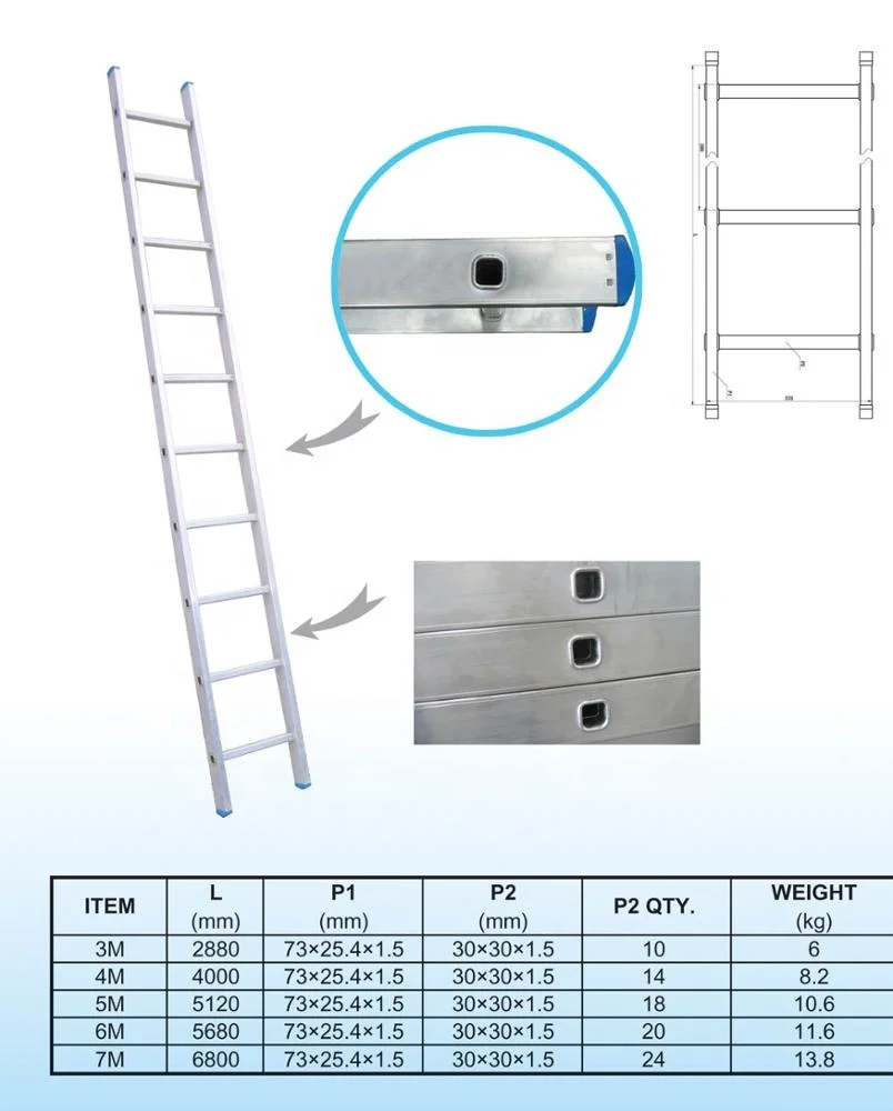 Straight Aluminium Scaffolding Ladder - Durable & Safe