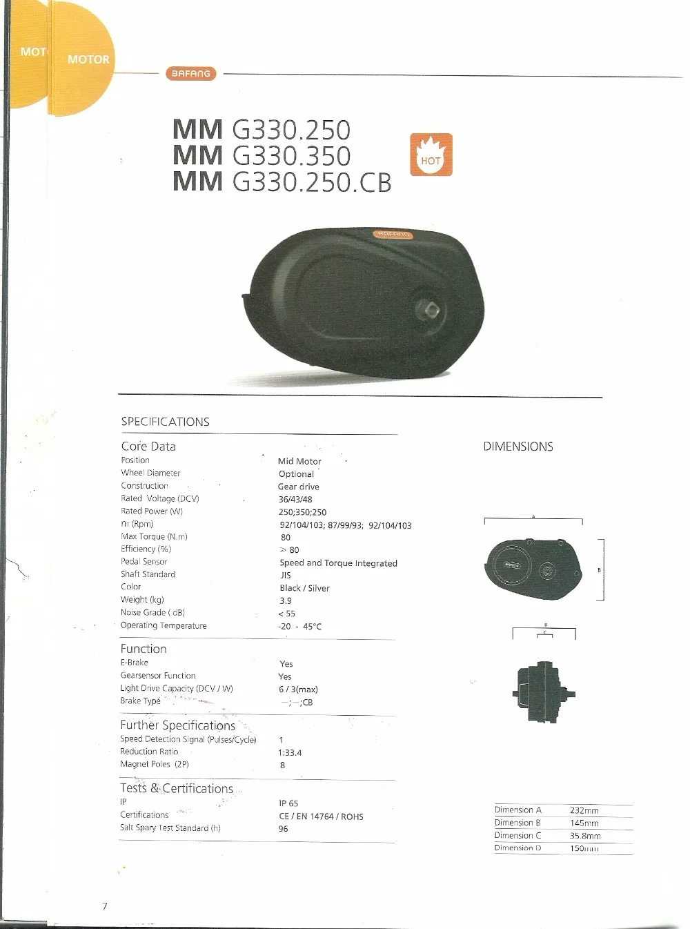 Suzhou Original Bafang 250w M400 Mid Motor Kit with Bracket
