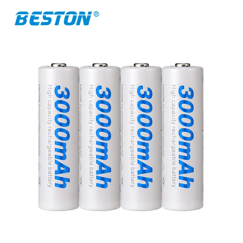 4pcs Aa3.0ah Battery Beston High Capacity Ni-mh Aa3000 Rechargeable ...