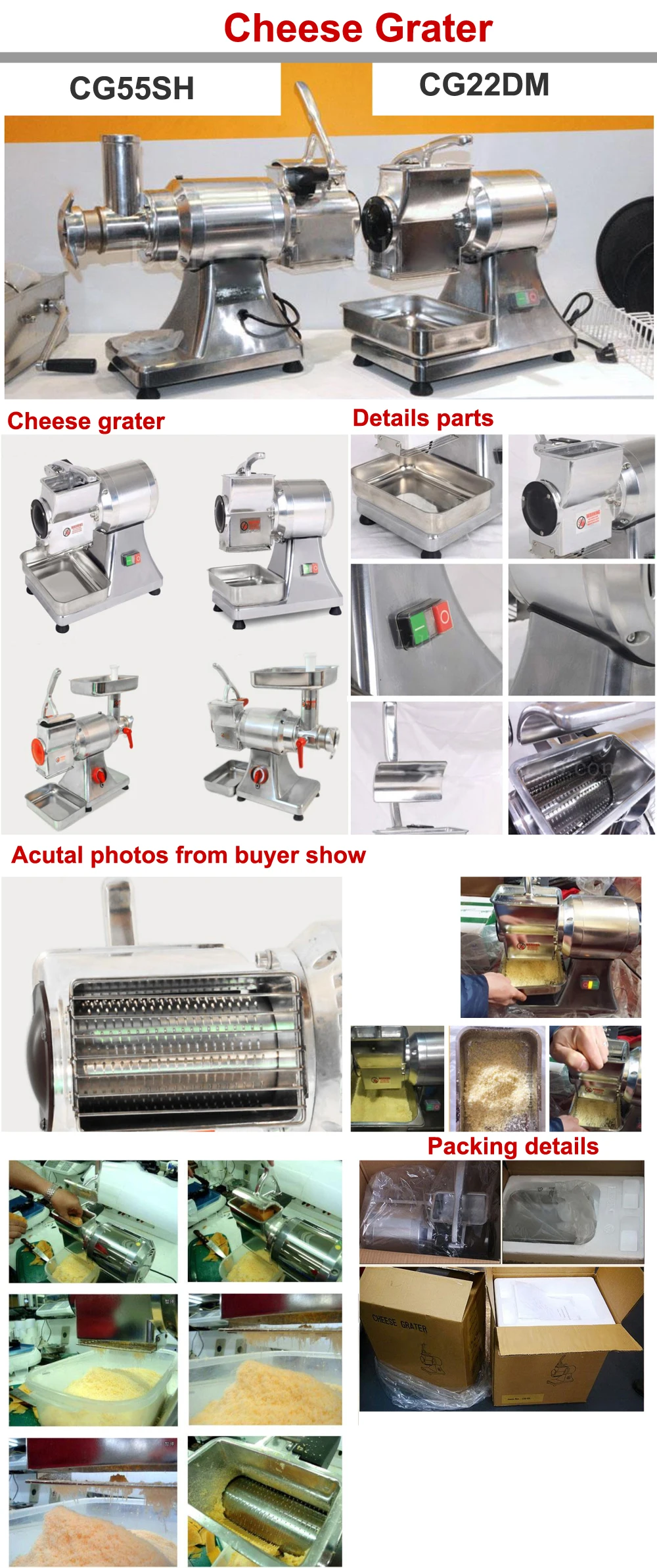 Stainless Steel Commercial Electric Cheese Graters And Cheese Shredders ...