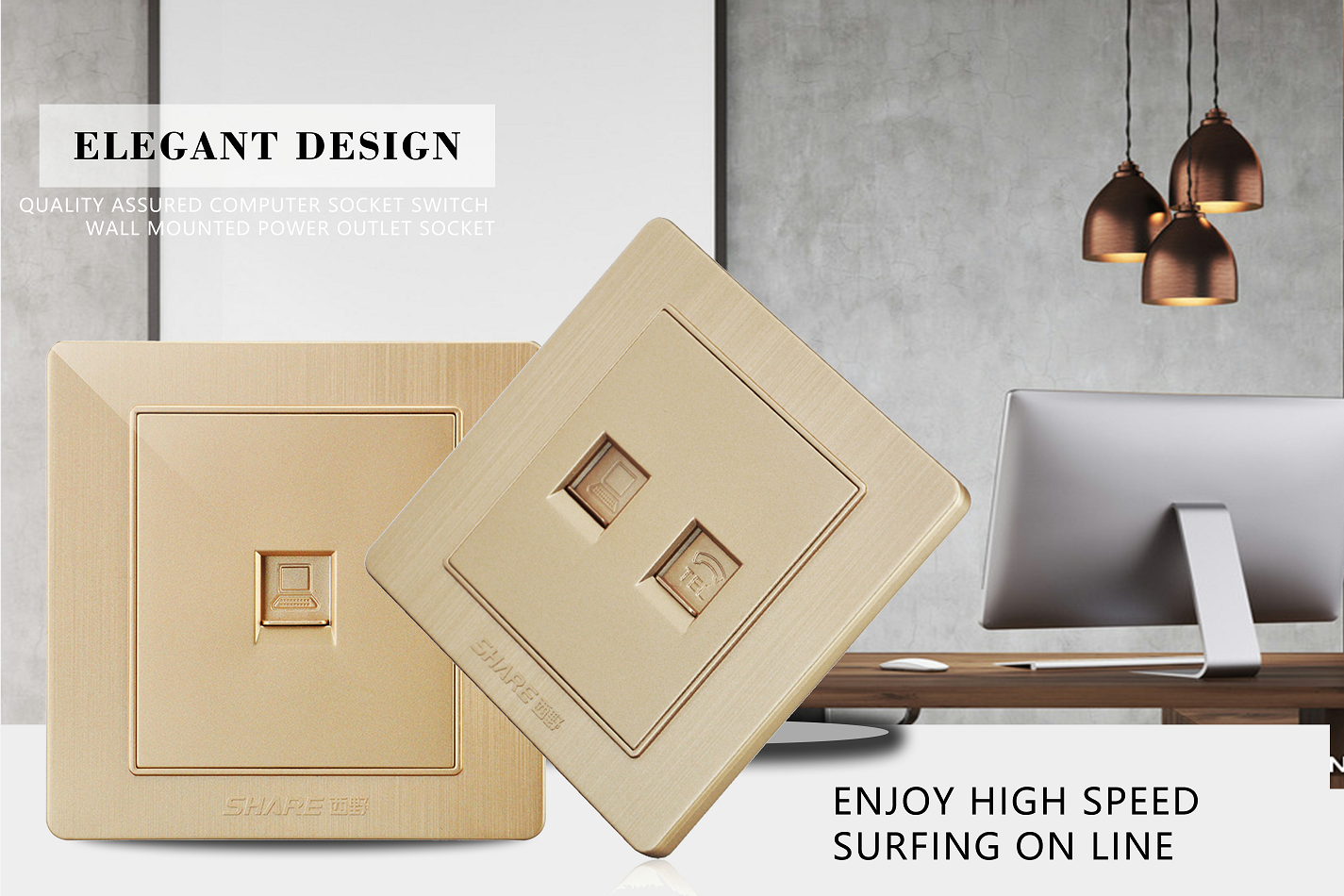 Wholesale Price Gold Color Panel Electrical Plugs Sockets Double ...