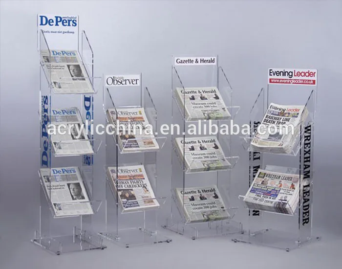Acrylic Newspaper Display Racks - Wholesale & Custom