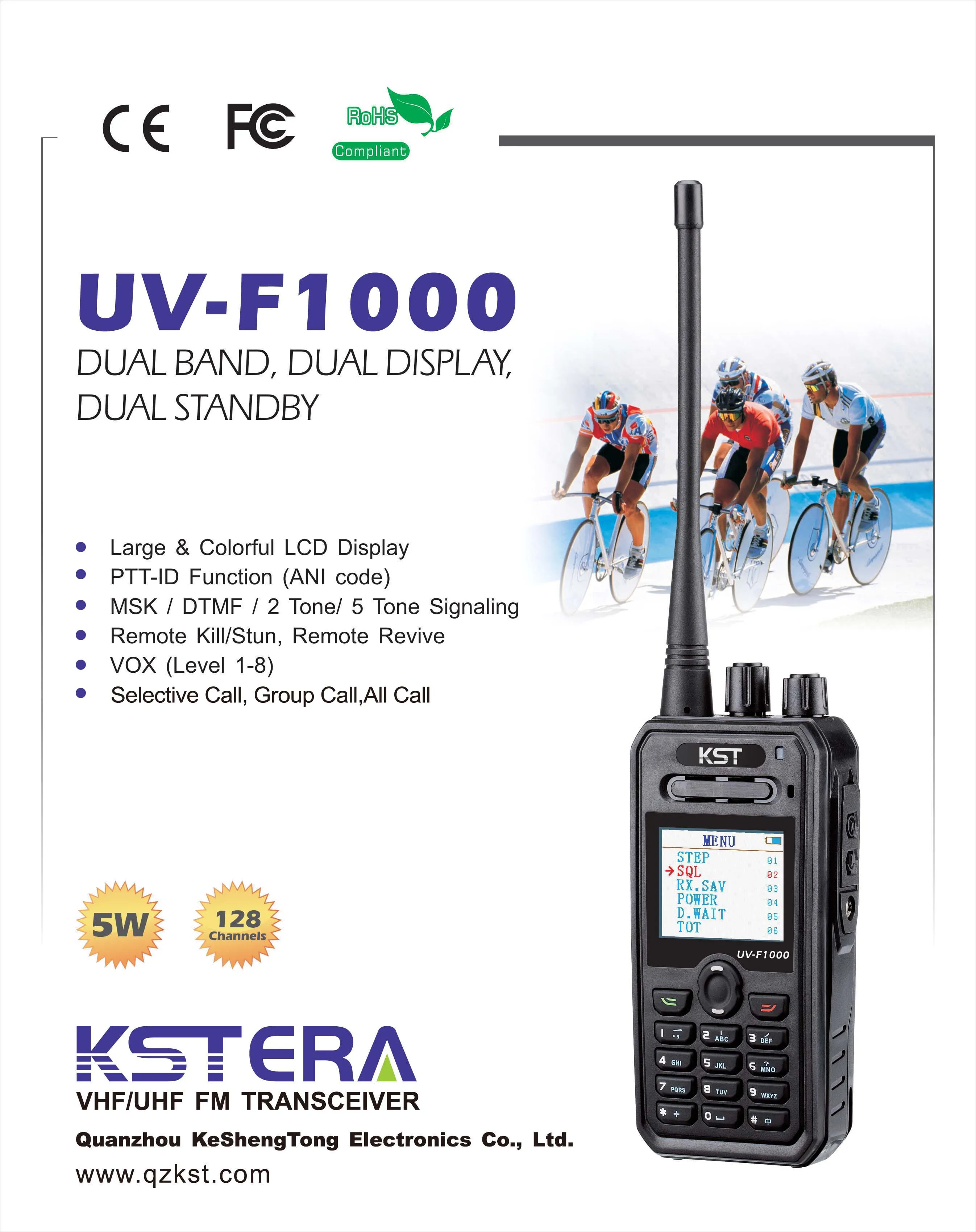Kst Uv-f1000 Dtmf Ptt-id Ani Dual Band Two Way Radio With Large Lcd ...