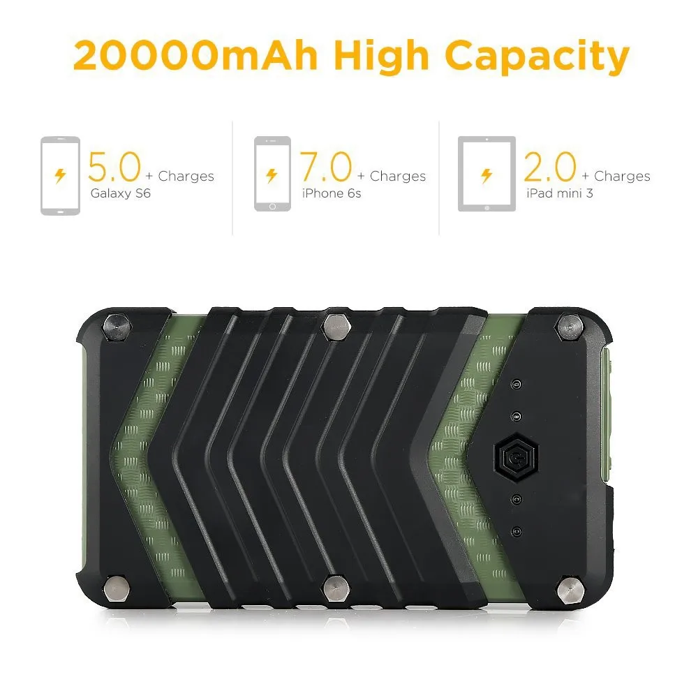 Rugged Outdoor Power Bank 20000mah with IP67 Weatherproof
