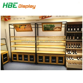Customized Supermarket Wooden Bread Bakery Food Display Stand Cabinet ...