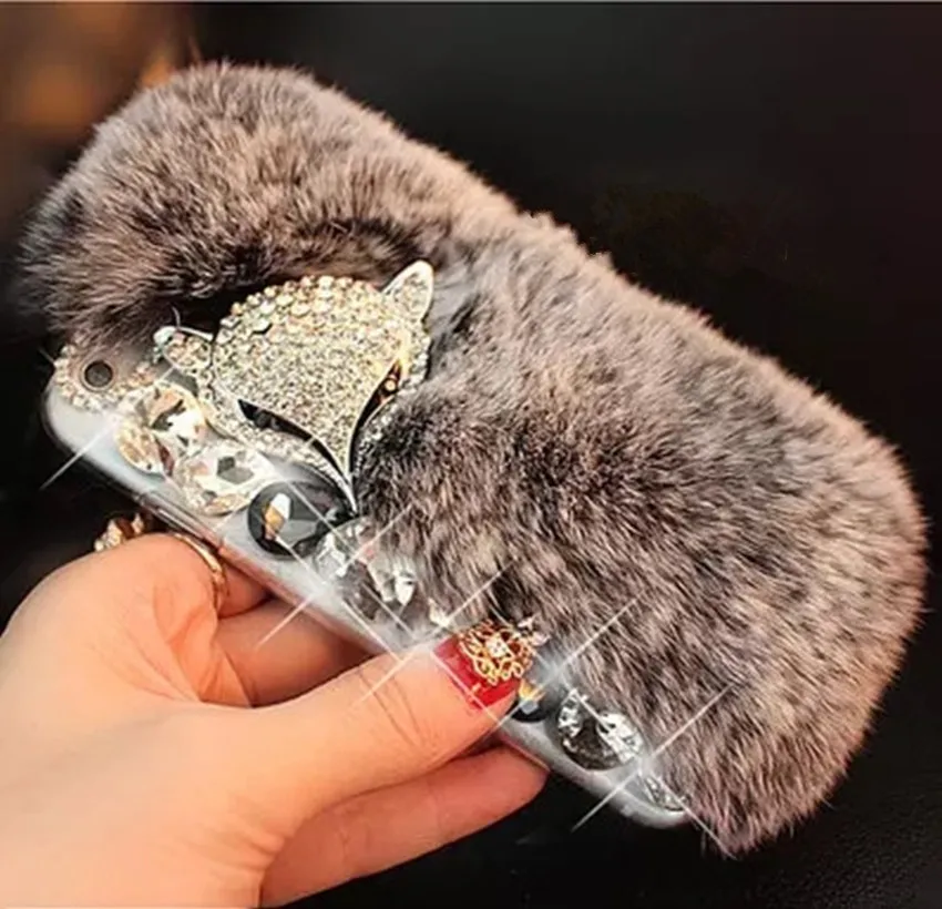 Multi Colors 100% Real Rabbit Fur Phone Case Hot Sell Luury Cover For ...