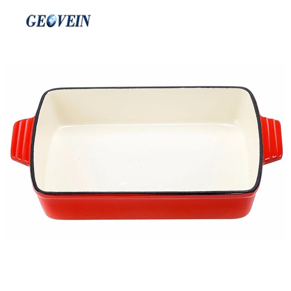 Rectangle Enamel Pot Stew Pan Cast Iron Cookware With Two Help Handles ...