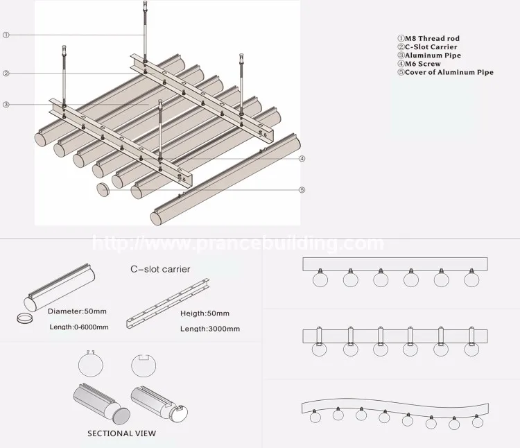 Round Tube Linear Aluminum Strip Ceiling Price - Buy Round Tube Linear ...