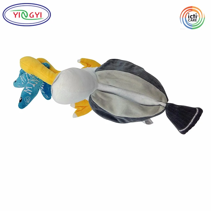 D970 Cute Seagull Plush Stuffed Toy Animal Chew Catching Fish Soft ...