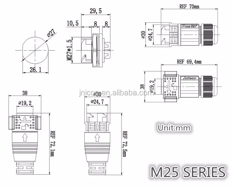 Jnicon M25 Connector - Waterproof 12 Pin Cable Solution