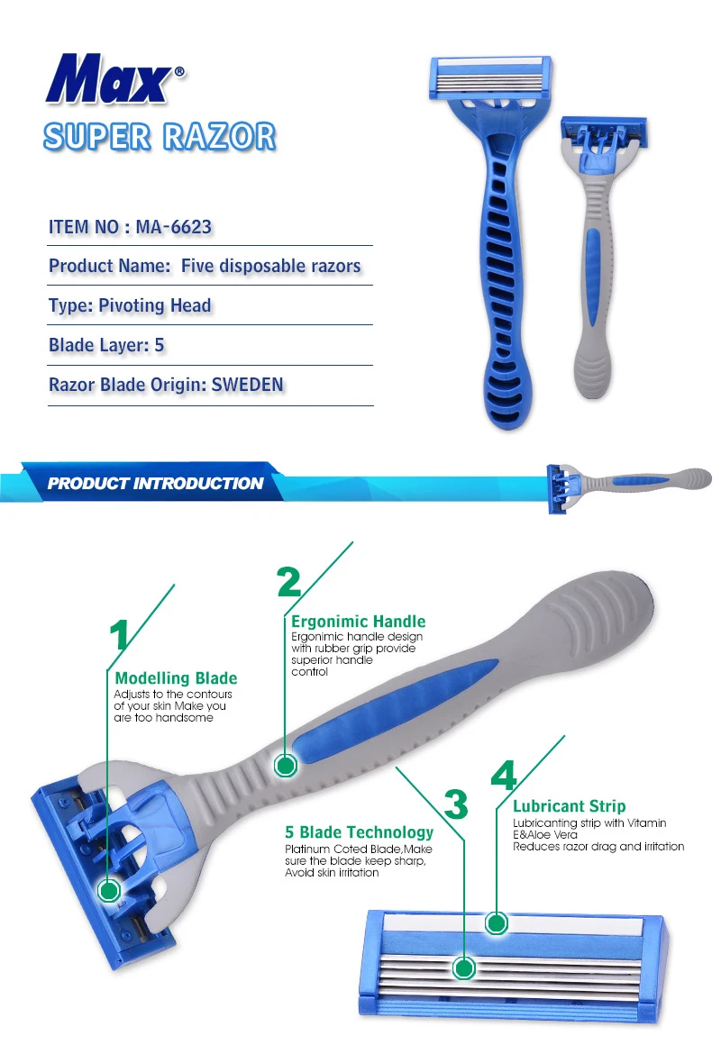 5 Blade Razor Mens Razor Blades - Sweden Stainless Steel