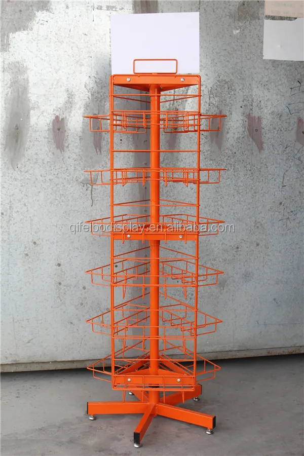 Rotating Metal 6 Tier Floor Display Stand For Supermarket - Buy Floor ...