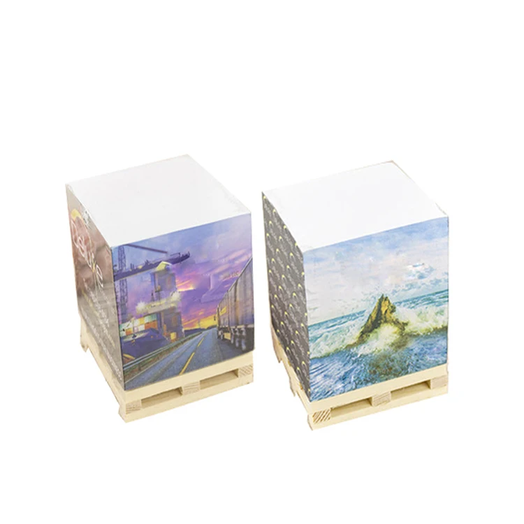 OUV Custom Promotion 3D Memo Paper Block Sticky Note With Wooden Pallet ...