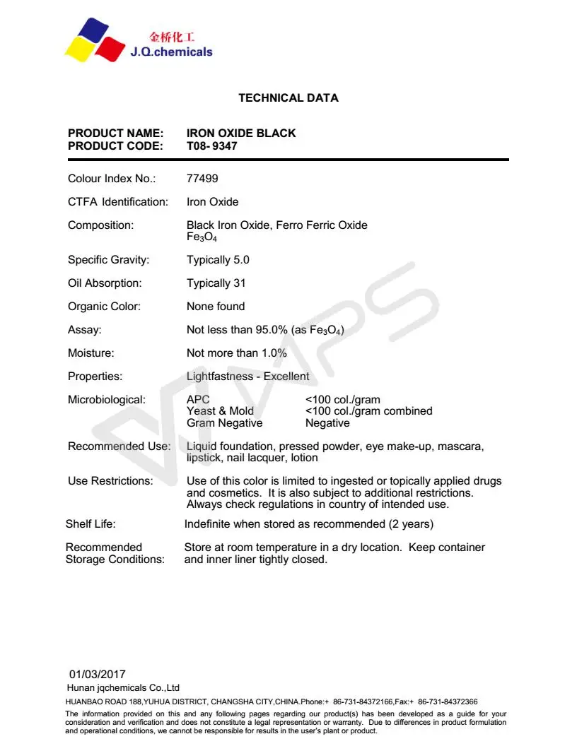 Iron Oxide Black CI:77499 Black Color Pigment for Cosmetic or Food or ...