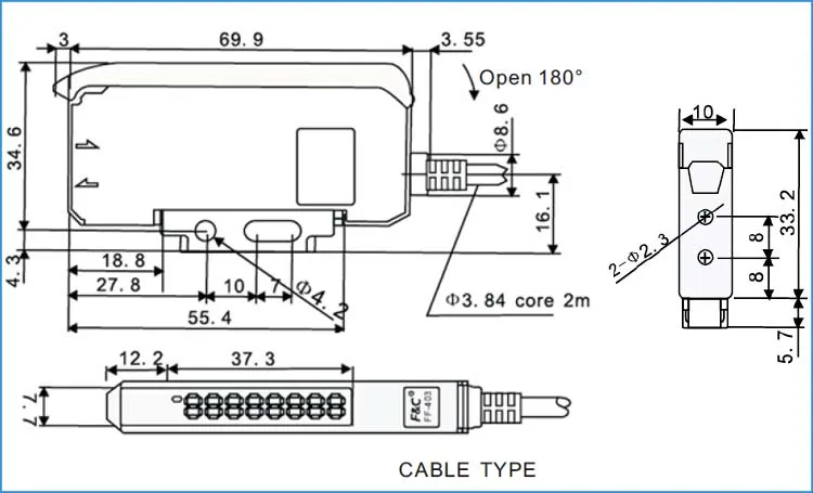 Reflective M6 Diffuse Fiber Optic Sensor R10 35-45mm Sensing - Buy ...