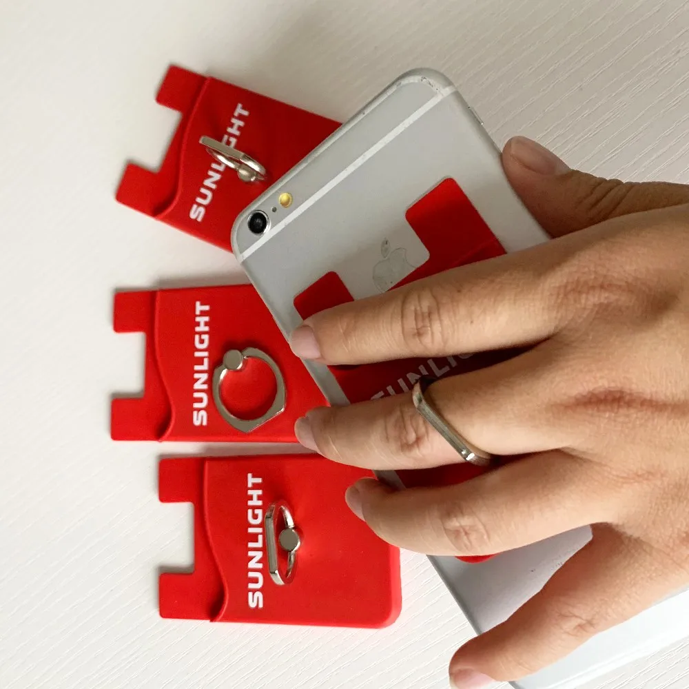 New Silicone Smartphone Wallet Card Holder With Ring Phone Stand - Buy ...