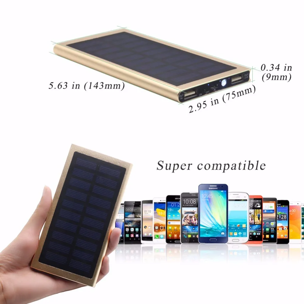 Universal Portable Solar Power Bank 10000mah Ultra-slim Waterproof ...
