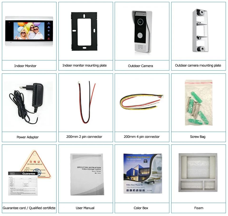 Bcomtech 7 Inch Acrylic Wire Drawing Video Intercom System With Door ...