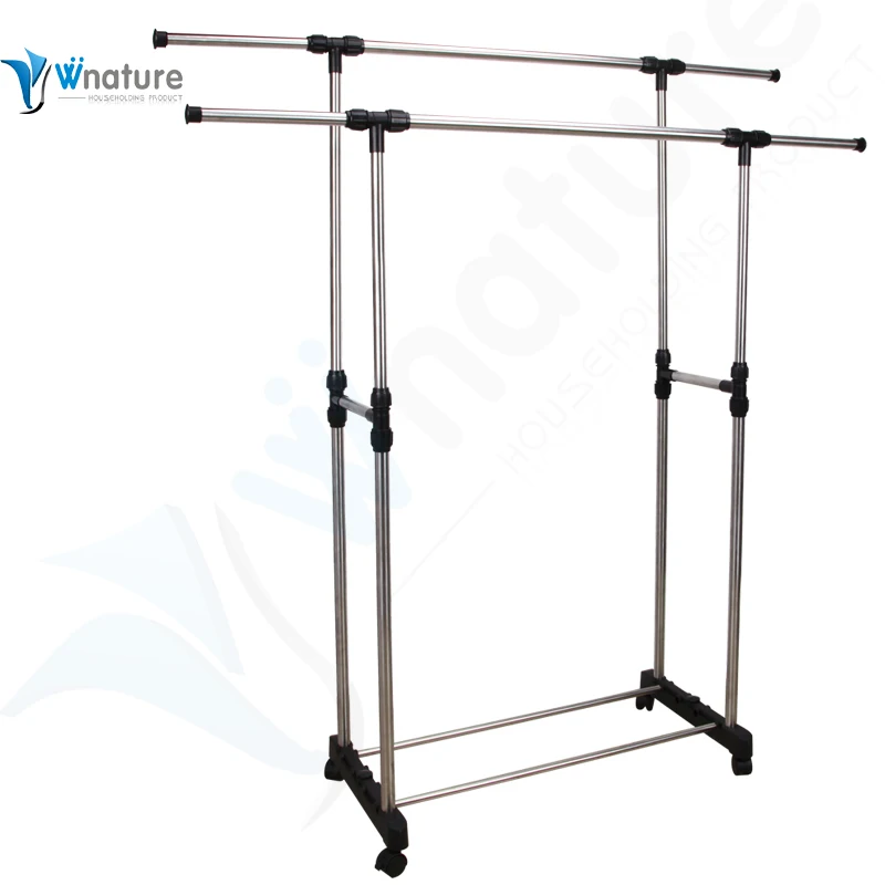 De Acero Inoxidable De Doble Barras Rodando De Prendas De Vestir Rack ...
