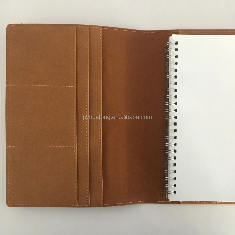 Embossed Logo Thermo Pu Leather Cover Spiral Bound Leather Notebook ...