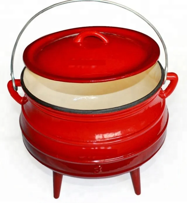 Enameled Cast Iron Potjie Pot with Three Legs - Sustainable Cooking