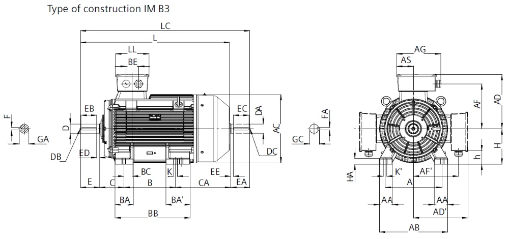 250 Kw 4 POLES B3 MOTOR IE3 SIEMENS BRAND THREE PHASE ASYNCHRONOUS MOTOR