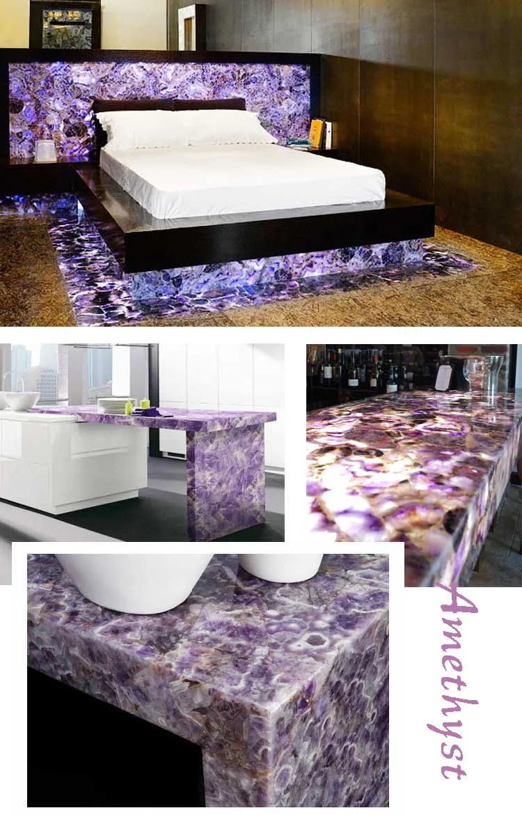 Purple Amethyst Granite Slab - Synthetic Gemstone Panels